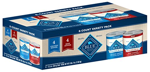 Blue Buffalo Homestyle Recipe Natural Adult Wet Dog Food Variety Pack, Chicken & Beef 12.5-Oz Can (8 Count- 4 Of Each Flavor)