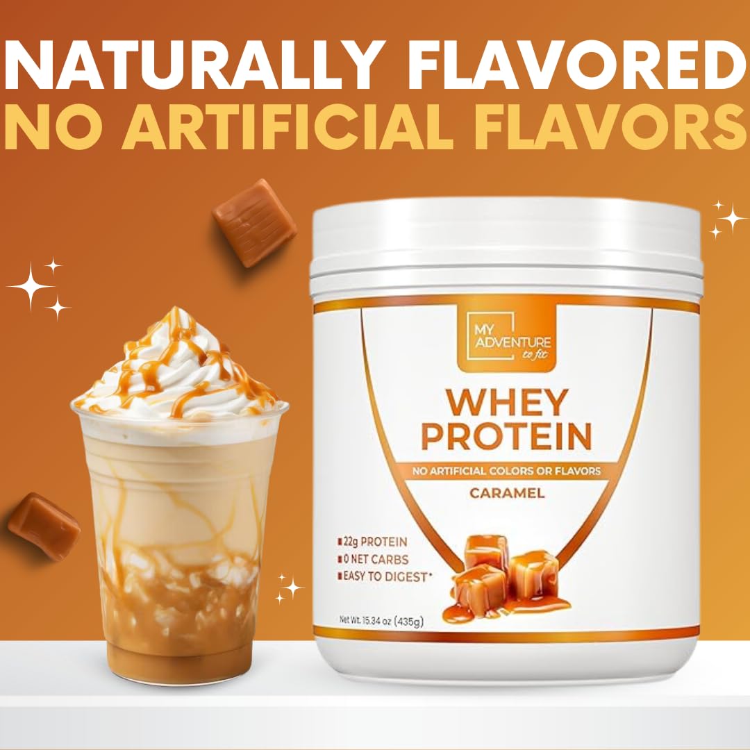 Whey Isolate Protein Powder - Low Carb Protein Powder for Women - Sweetened with Stevia Whey Isolate Protein for Muscle Growth - Natural Clean Protein Powder (Caramel, 15 Servings)