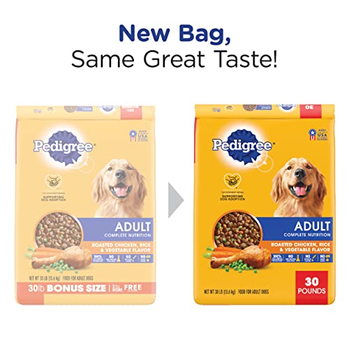 Pedigree Complete Nutrition Adult Dry Dog Food Roasted Chicken, Rice & Vegetable Flavor Dog Kibble, 30 lb. Bag