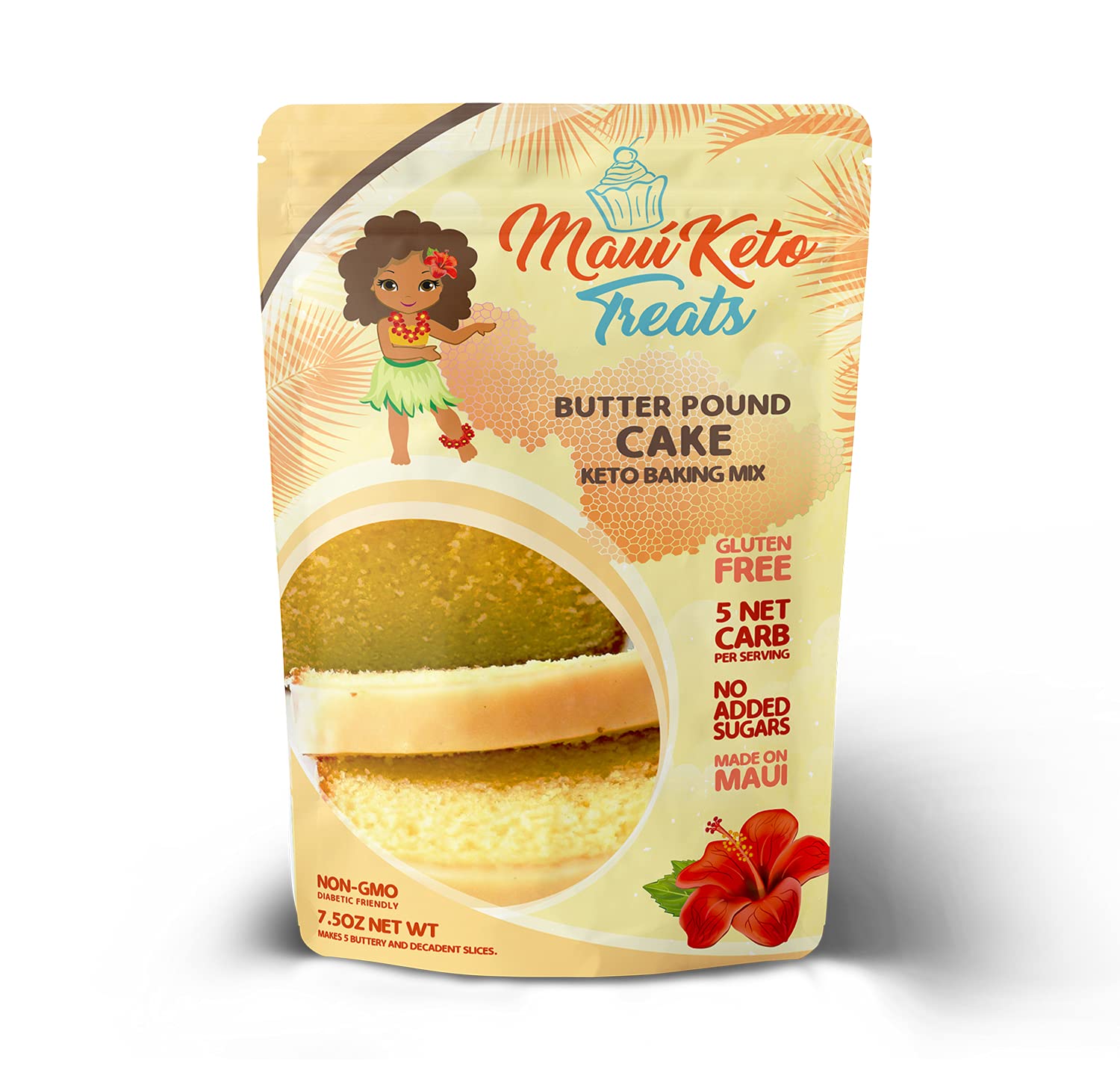 Maui Keto Treats Butter Pound Cake Mix – Gluten Free, Low Carb Prepared with Almond Flour – 7.5 Oz (Butter Pound Cake)
