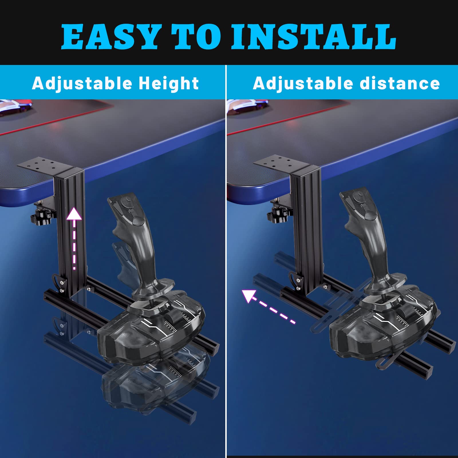 Set of 2 Desktop Mount for Flight Simulator Joystick for Logitech X56/X52/X52 Pro/Thrustmaster T-Flight Hotas, Thrustmaster T.16000M, Thrustmaster TCA, Throttle and Hot Air System Flight Simulator Joystick.