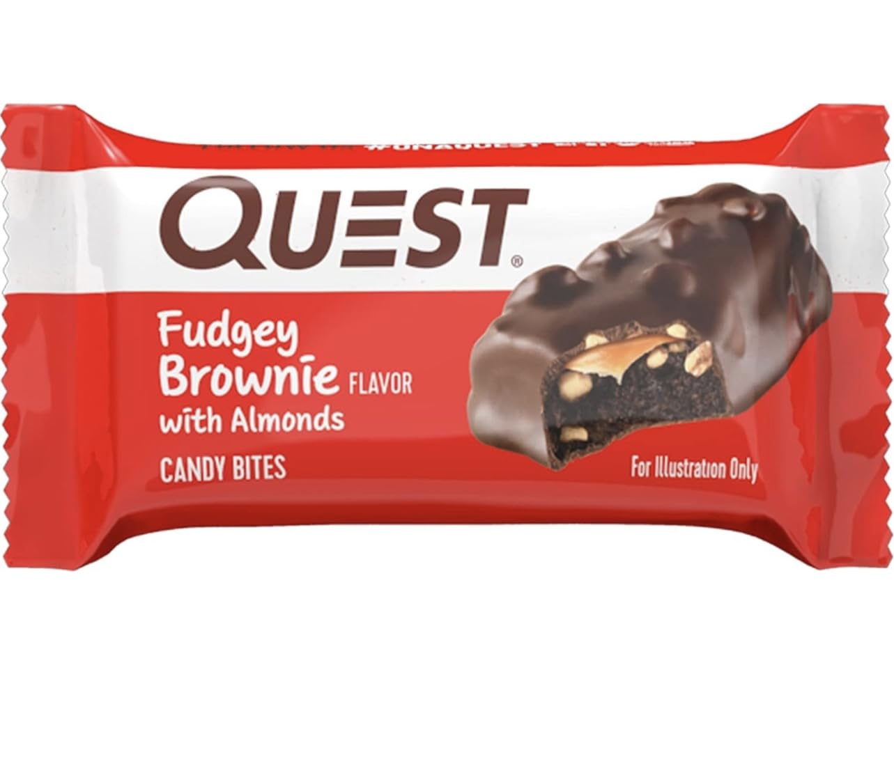 Quest Nutrition Fudgey Brownie With Almonds Candy Bites, 1g Sugar 5g Protein. (2pack)