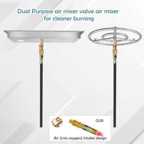 24" x 8" Drop-in Fire Pit Pan, Rectangular Stainless Steel Natural & Propane Gas Firepit Insert Kit with H-Burner, Spark Ignition and Propane Hose Kit for Indoor & Outdoor, Rated for up to 120,000 BTU