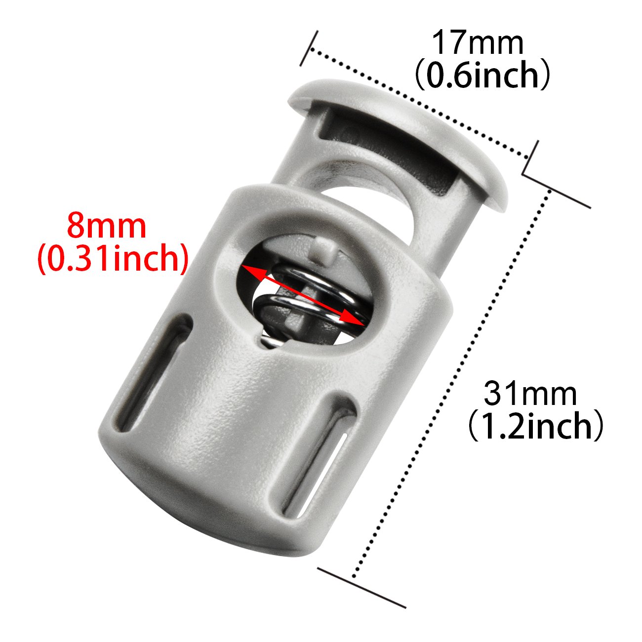 DYZD Plastic Cord Locks End Spring Stop Toggle Stoppers Multi-Colour (10PCS, Grey)