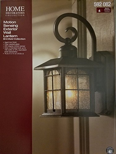 Home Decorators Collection Brimfield 180-Degree 1-Light Aged Iron Motion-Sensing Outdoor Wall Lantern