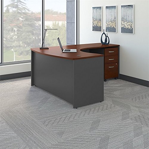 Bush Business Furniture Series C Right Handed L Shaped Desk with Mobile File Cabinet in Hansen Cherry