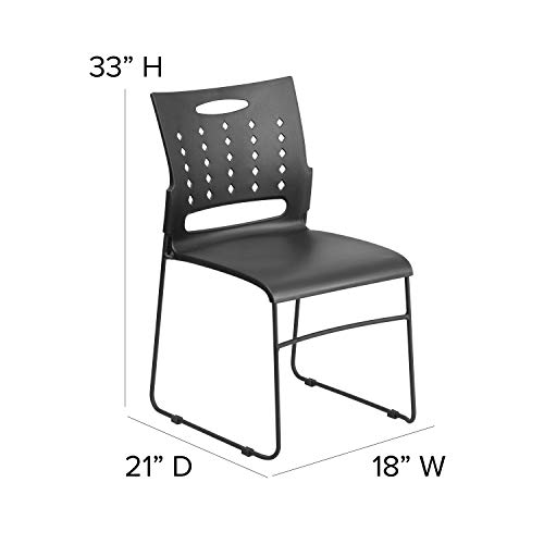 Flash Furniture Hercules Series Stacking Chairs for Waiting Rooms and Offices, Ergonomic Lobby Chairs with Contoured Air-Vent Backs, Set of 5, Black
