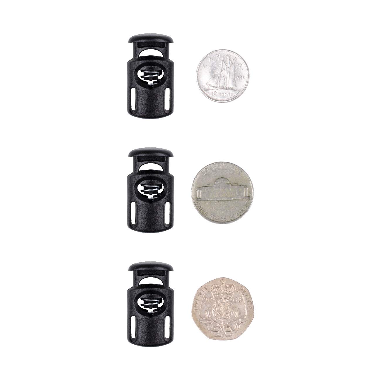 DYZD Plastic Cord Locks End Spring Stop Toggle Stoppers Multi-Colour (10PCS, Grey)