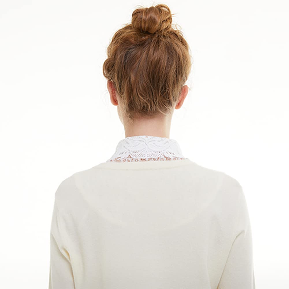 Shinywear Women's Peter Pan Collar Detachable Lace Half Shirt, Style 2 White
