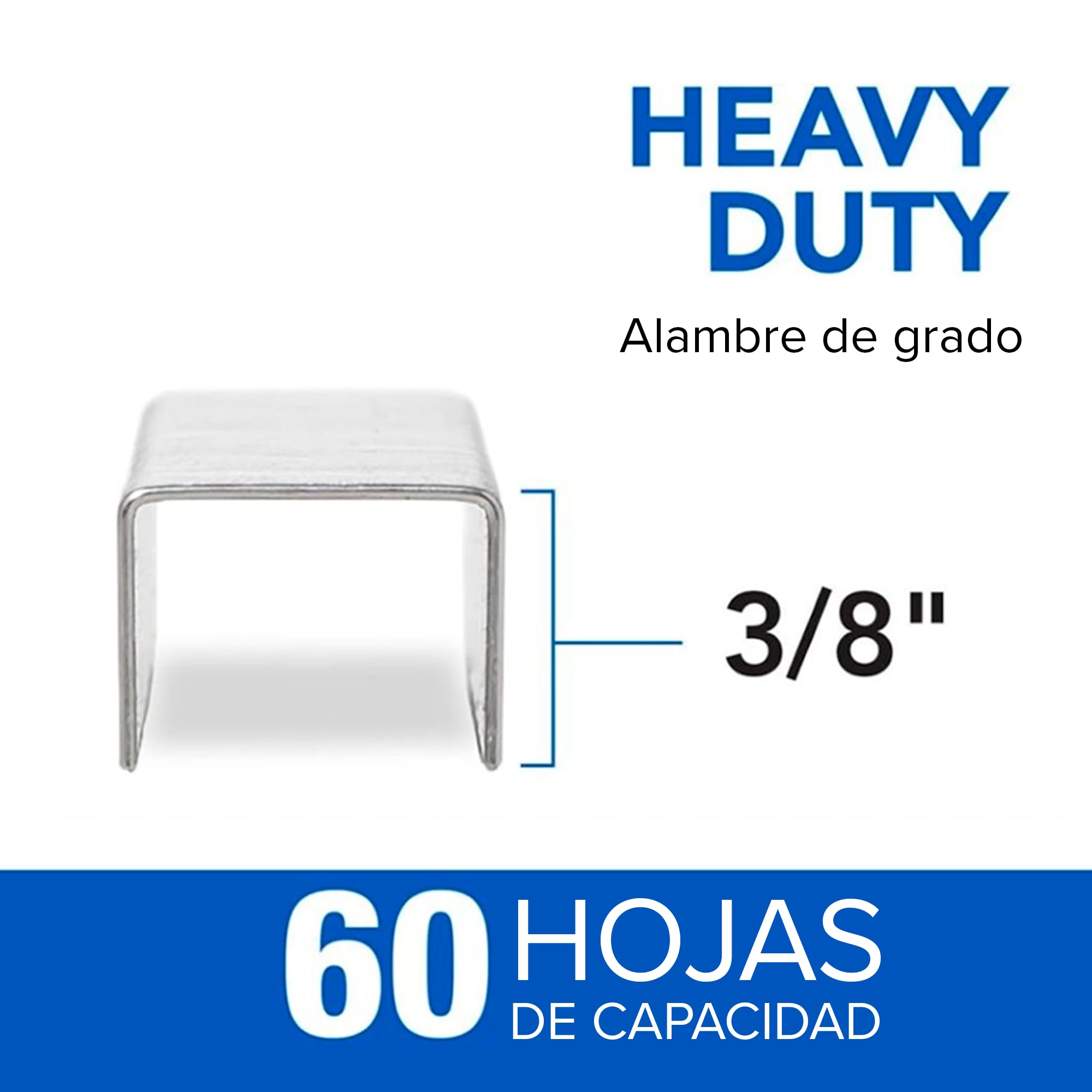 Swingline Staples, Heavy Duty, 3/8" Length, 60 Sheet Capacity, 100/Strip, 1000/Box, 1 Pack (35318), Silver (SWI35318)