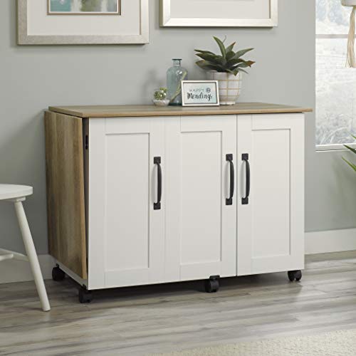 Sauder Miscellaneous Craft Cart, L: 39.29" x W: 19.49" x H: 28.54", Soft White finish