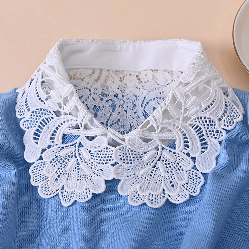 Shinywear Women's Peter Pan Collar Detachable Lace Half Shirt, Style 2 White