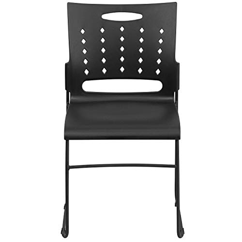 Flash Furniture Hercules Series Stacking Chairs for Waiting Rooms and Offices, Ergonomic Lobby Chairs with Contoured Air-Vent Backs, Set of 5, Black