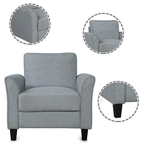 Harper & Bright Designs Living Room Furniture Set Single Armrest Sofa and 3-Seat Sofa Linen Fabric Upholstered Sofa Set, Grey