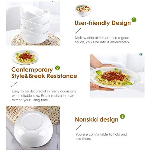Dinnerware Set 18-piece Opal Dishes Sets Service for 6 Plates Bowls 5.5" Break and Crack Resistant Dish Sets Round