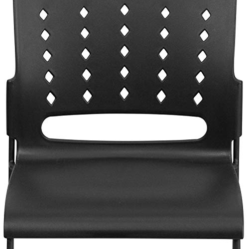Flash Furniture Hercules Series Stacking Chairs for Waiting Rooms and Offices, Ergonomic Lobby Chairs with Contoured Air-Vent Backs, Set of 5, Black