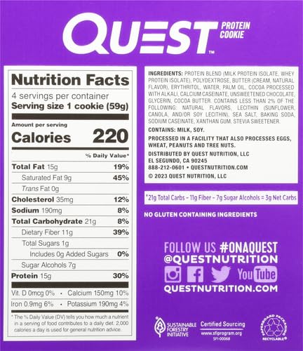 Quest NUTRITION Double Chocolate Chip Protein Cookie, 4 CT