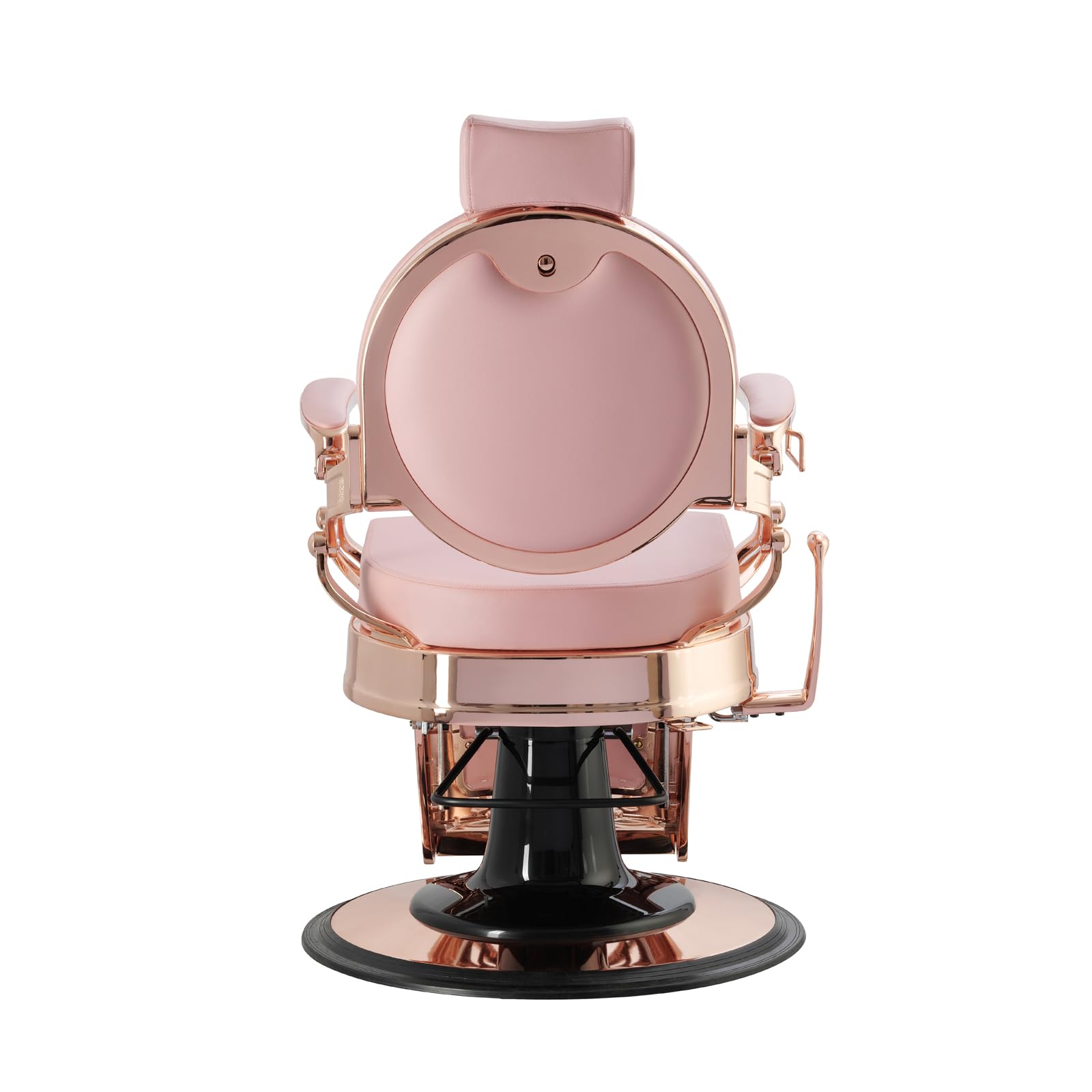 Truman Vintage Barber Chair, Reclining Heavy Duty Barber Chair, Pink Seat Rose Gold Frame
