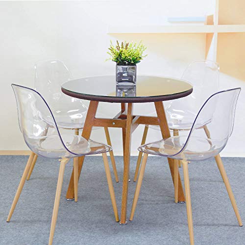 GreenForest Acrylic Ghost Chairs Clear Dining Chairs with Crystal Transparent Seat,Modern Mid Century Dining Chairs Set of 4, Plastic Shell Accent Side Chairs for Kitchen,Lounge