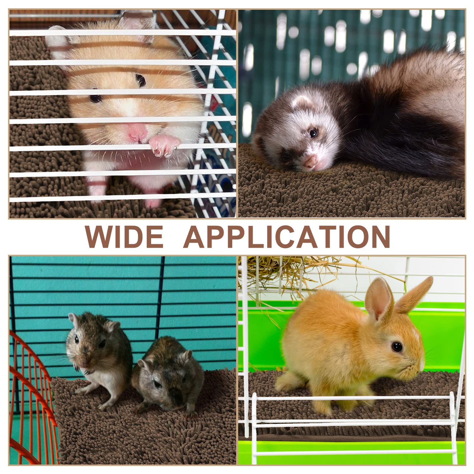 Chumia 3 Packs Guinea Pig Cage Liners Bedding Winter Warm Critter Nation Cage Liner for Rabbit Small Animals Cage Absorbent Pee Pad Supplies Bed Mat (Brown,16 x 24 Inch)