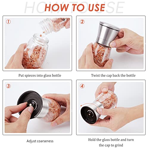 Ebaco Original Stainless Steel Salt or Pepper Grinder - Top Spice Mill with Ceramic Blades , Brushed Stainless Steel and Adjustable Coarseness By Pepper Grinder (Single Package)