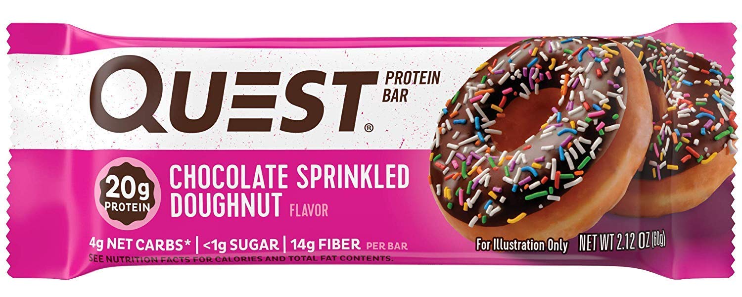 Quest Nutrition Protein Bar Choco Sprinkled Doughnut. Low Carb Meal Replacement Bar w/ 20g+ Protein. High Fiber, Gluten-Free (24 Count)
