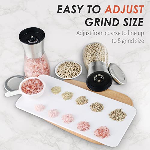 Ebaco Original Stainless Steel Salt or Pepper Grinder - Top Spice Mill with Ceramic Blades , Brushed Stainless Steel and Adjustable Coarseness By Pepper Grinder (Single Package)