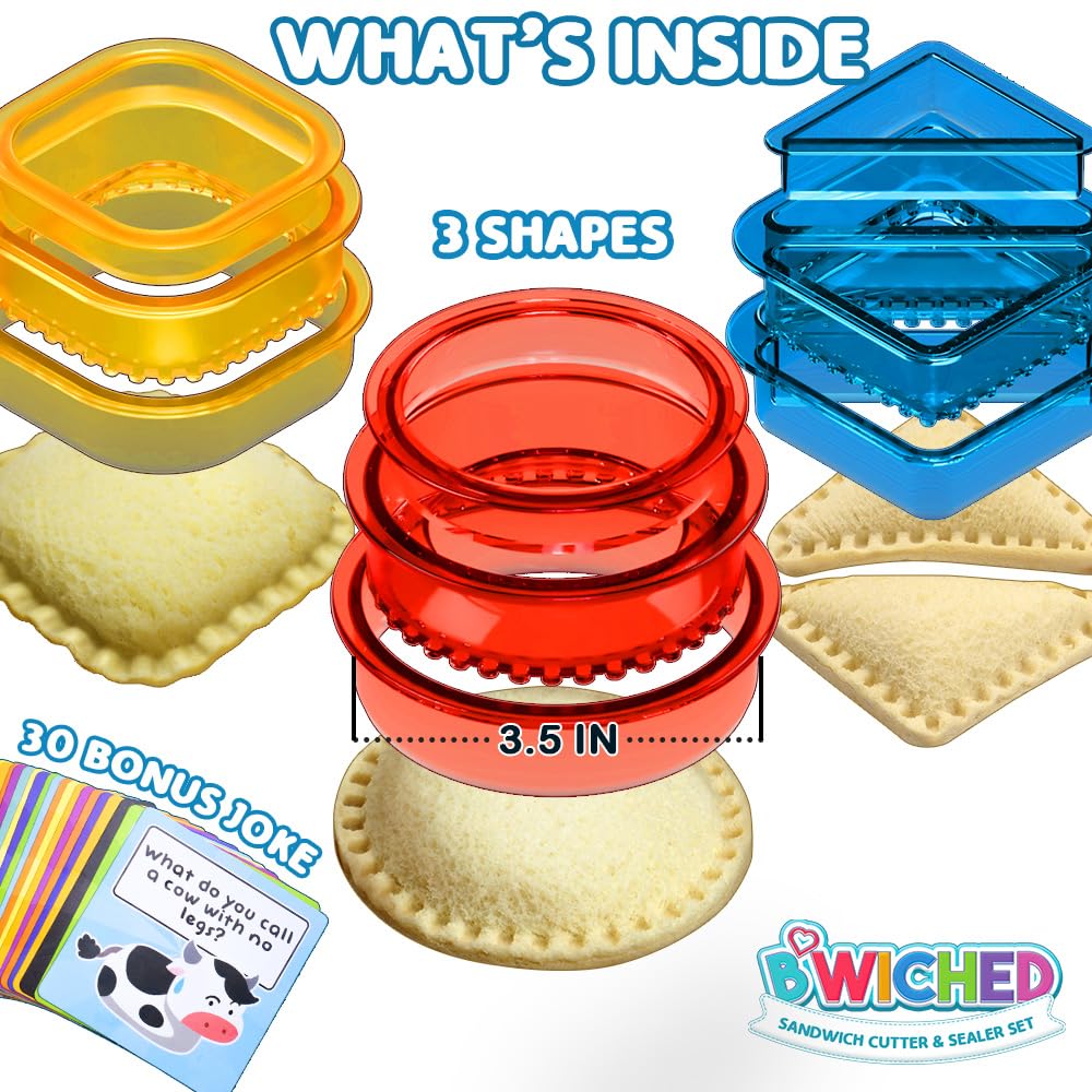 Savoychef Sandwich Cutter and Sealer - Uncrustables Sandwich Maker - Cut and Seal - Great for Lunchbox and Bento Box - Boys and Girls Kids Lunch - Circle, Square, Triangles