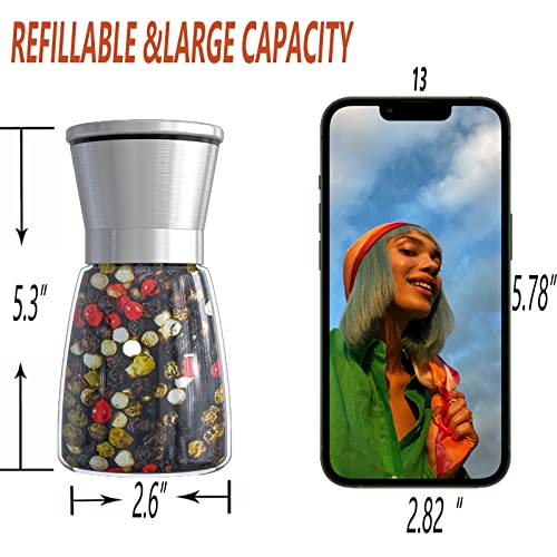 Ebaco Original Stainless Steel Salt or Pepper Grinder - Top Spice Mill with Ceramic Blades , Brushed Stainless Steel and Adjustable Coarseness By Pepper Grinder (Single Package)