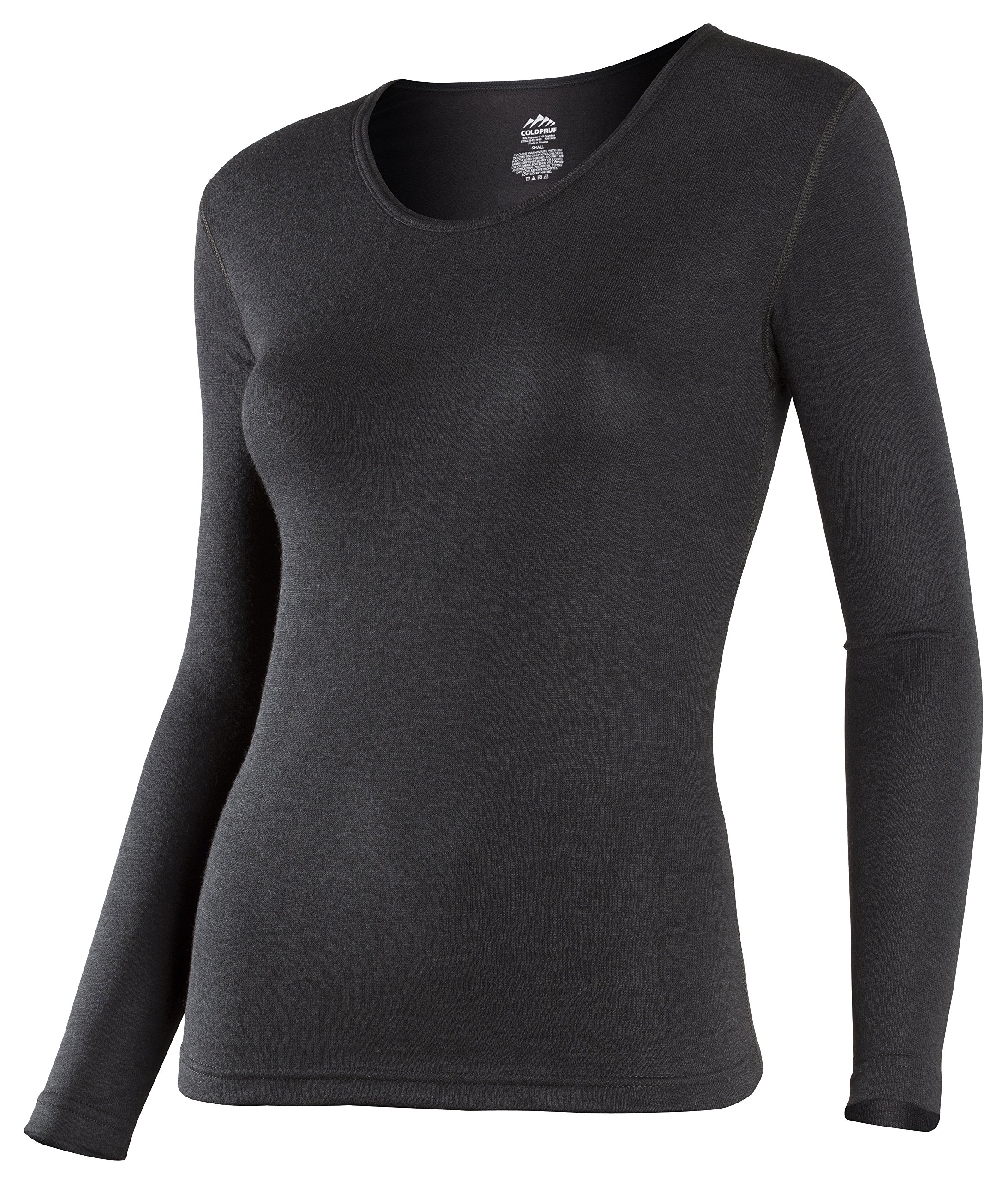ColdPruf Women's Platinum II Activewear Long Sleeve Crew Top, Black, Large