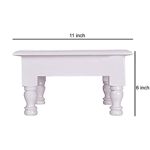 Lalhaveli Hand Painted end Table Wooden Rectangle Shape Puja Article Chowki Bajot Low High Stool (11X11X6 Inch)