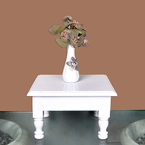 Lalhaveli Hand Painted end Table Wooden Rectangle Shape Puja Article Chowki Bajot Low High Stool (11X11X6 Inch)