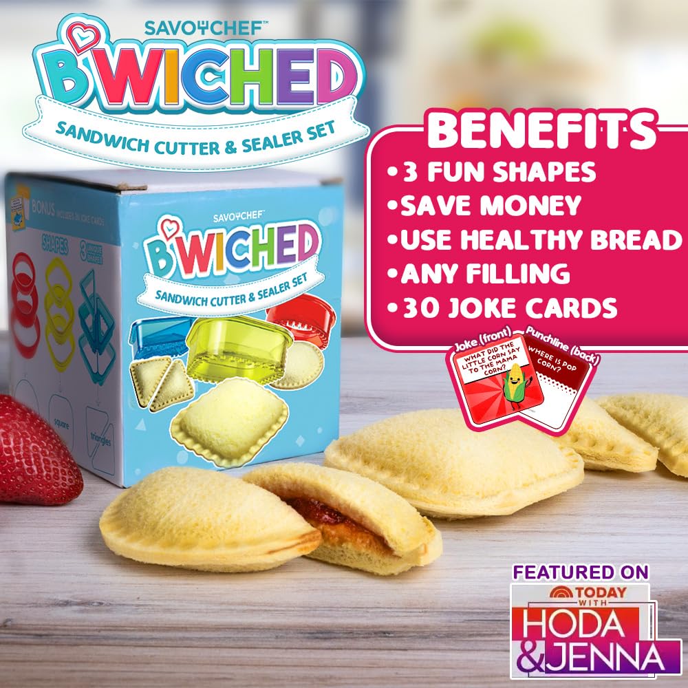 Savoychef Sandwich Cutter and Sealer - Uncrustables Sandwich Maker - Cut and Seal - Great for Lunchbox and Bento Box - Boys and Girls Kids Lunch - Circle, Square, Triangles