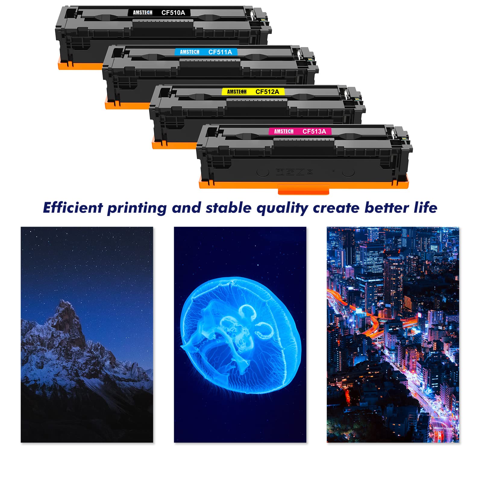 Amstech 204A Toner Cartridges 4 Pack Replacement for HP 204A 204 M180nw Toner Cartridges for HP Color Pro MFP M180nw M180 M180n M181fw M154a M154nw M154 M180 Printer (CF510A CF511A CF512A CF513A)