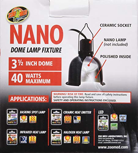 Zoo Med Nano Dome Lamp Fixture, Silver