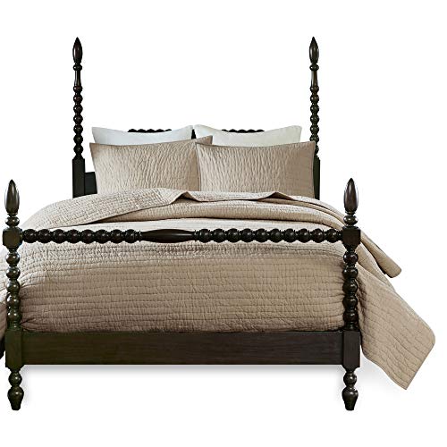 MADISON PARK SIGNATURE Serene King Size Quilt Bedding Set - Linen, Quilted β 3 Piece Bedding Quilt Coverlets β 100% Cotton Voile Bed Quilts Quilted Coverlet