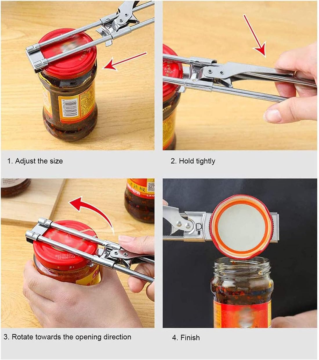Master Opener Adjustable Jar & Bottle Opener, Adjustable Multifunctional Stainless Steel Can Opener Jar Lid Gripper, Manual Jar Bottle Opener Kitchen Accessories