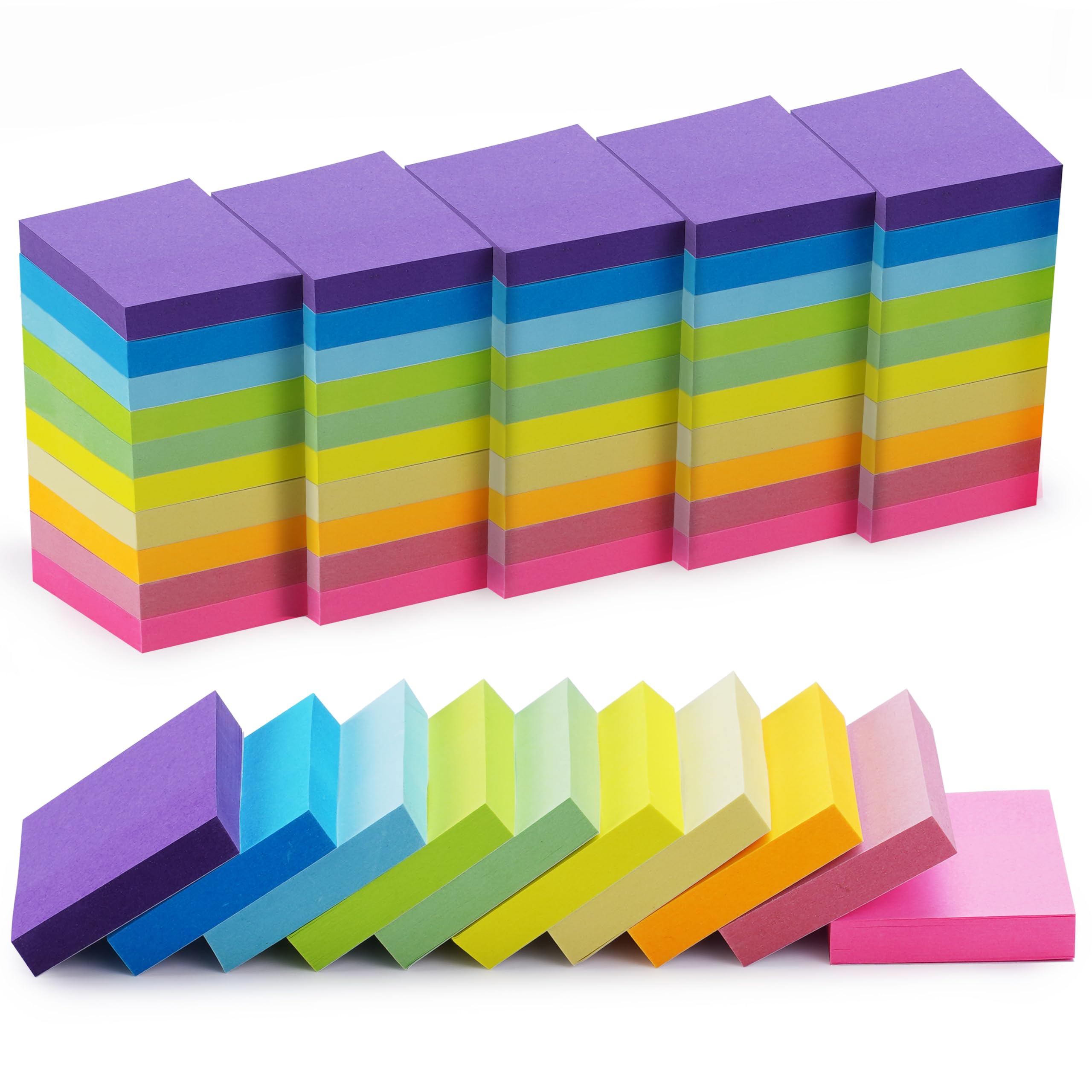 Sticky Notes Bulk, Ezzgol 60 Pads Mini Sticky Notes, 1.5 X 2 Inch, 75 Sheets/Pad, 10 Assorted Bright Colors Small Sticky Notes Pack for Office, Home, School
