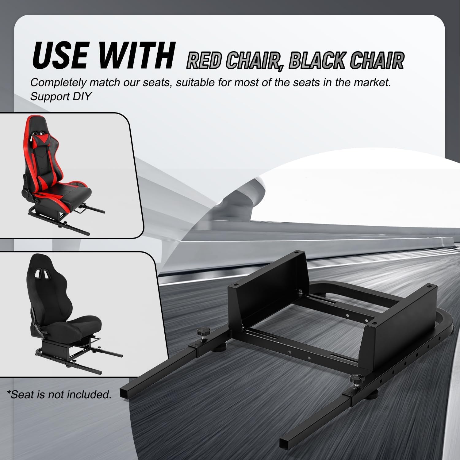 Supllueer Racing Seat Bracket Used with Racing Wheel Stand to Form Sim Cockpit Fit for Anman Marada Dardoo Minneer Adjustable Universal Sim Race Mount Support DIY, Excluding Seat
