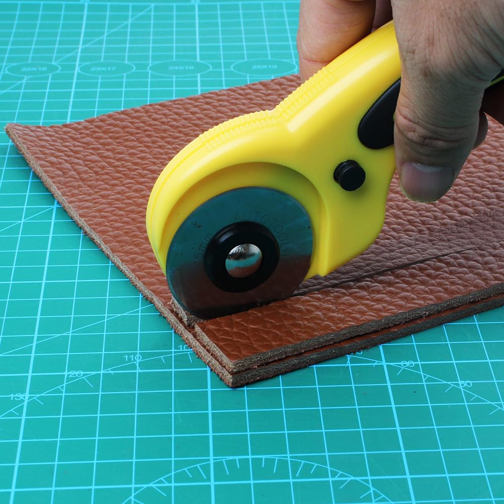 AUTOTOOLHOME 45mm Rotary Cutter Set with 9 Pack Replacement Rotary Blades Skip Rotary Blades Pinking Rotary Blades for Sewing Fabric Leather Quilting Cutter Paper Perforating Tool