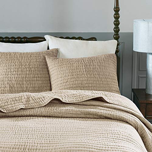 MADISON PARK SIGNATURE Serene King Size Quilt Bedding Set - Linen, Quilted β 3 Piece Bedding Quilt Coverlets β 100% Cotton Voile Bed Quilts Quilted Coverlet