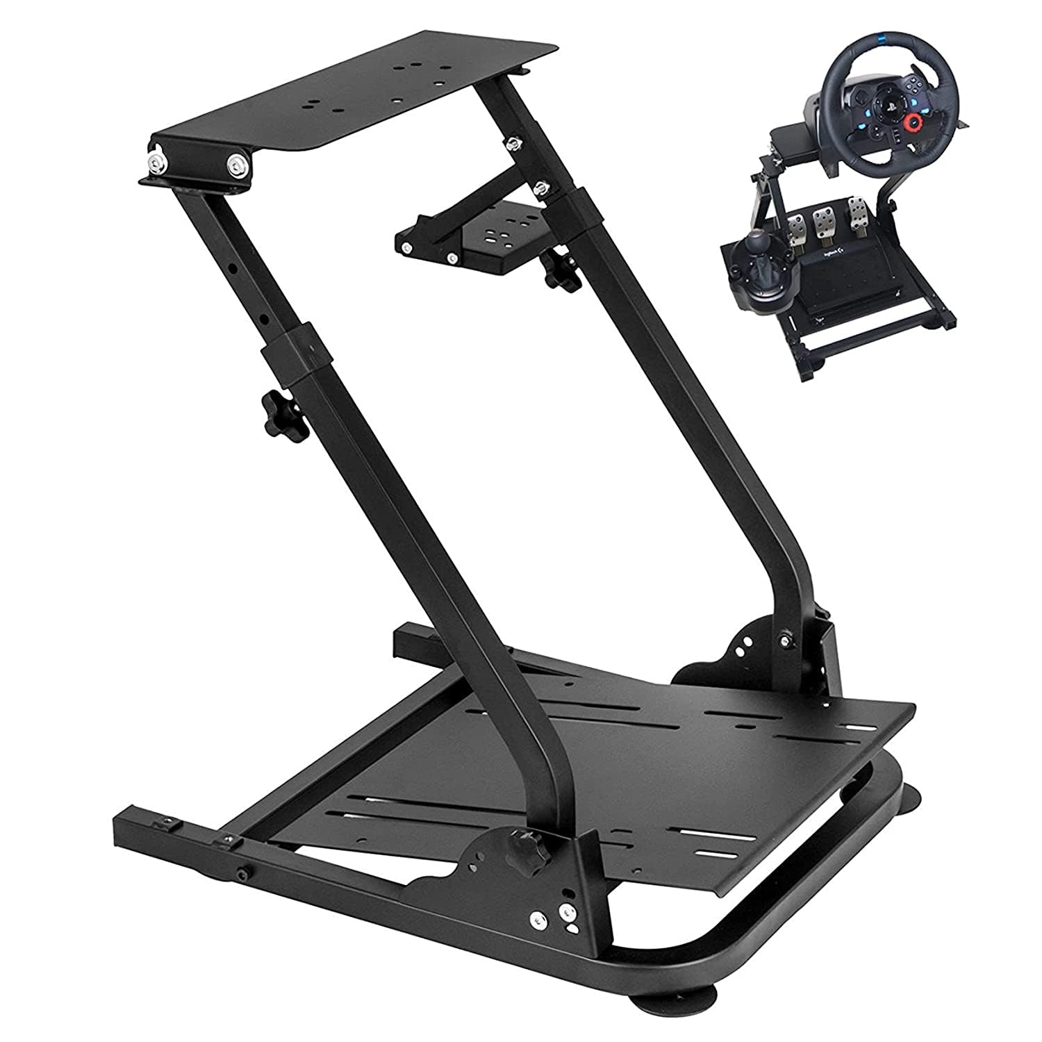 Mrolife G920 Racing Wheel Stand Height Adjustable Racing Stand for Gaming,Driving Simulator Cockpit Compatible with Logitech G25, G27, G29, G920 Gaming Cockpit (Racing Steering Wheel Stand), Black
