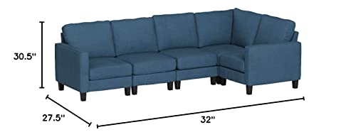 Christopher Knight Home Zahra Fabric Sectional Couch, 5-Pcs Set, Dark Blue