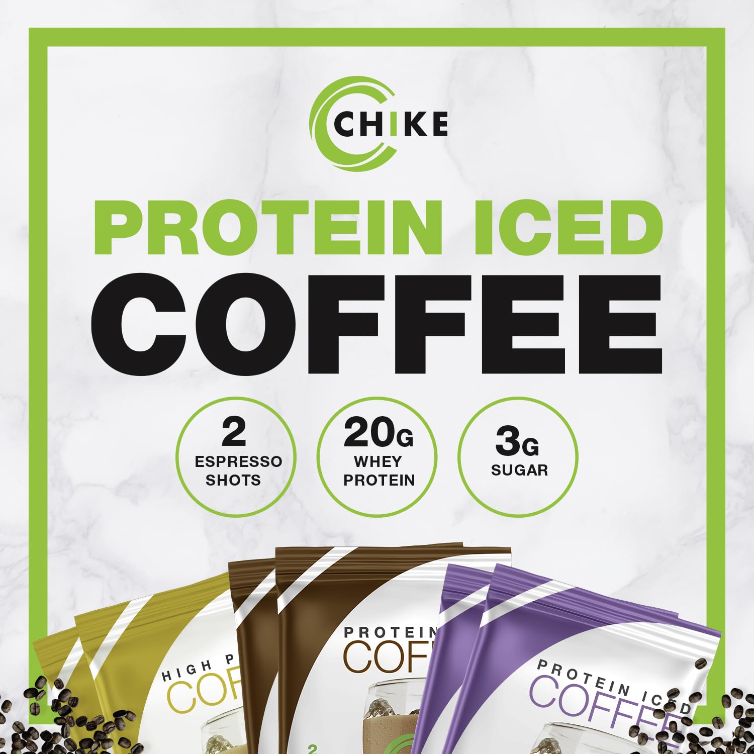 Chike High Protein Iced Coffee Naturally Sweetened Sampler Pack, 20 G Protein, 2 Shots Espresso, Non-GMO, Keto Friendly and Gluten Free, 6 Single Serve Packets