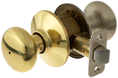 SCHLAGE F40-PLY Plymouth Privacy Lock Door Knob Set, Polished Brass x Satin Nickel