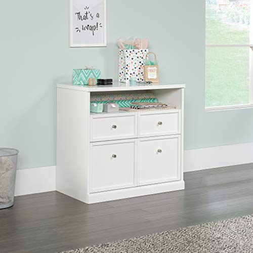 Sauder Craft Pro Series Open Storage Cabinet, White Finish & Craft Pro Series Storage Cabinet, White Finish