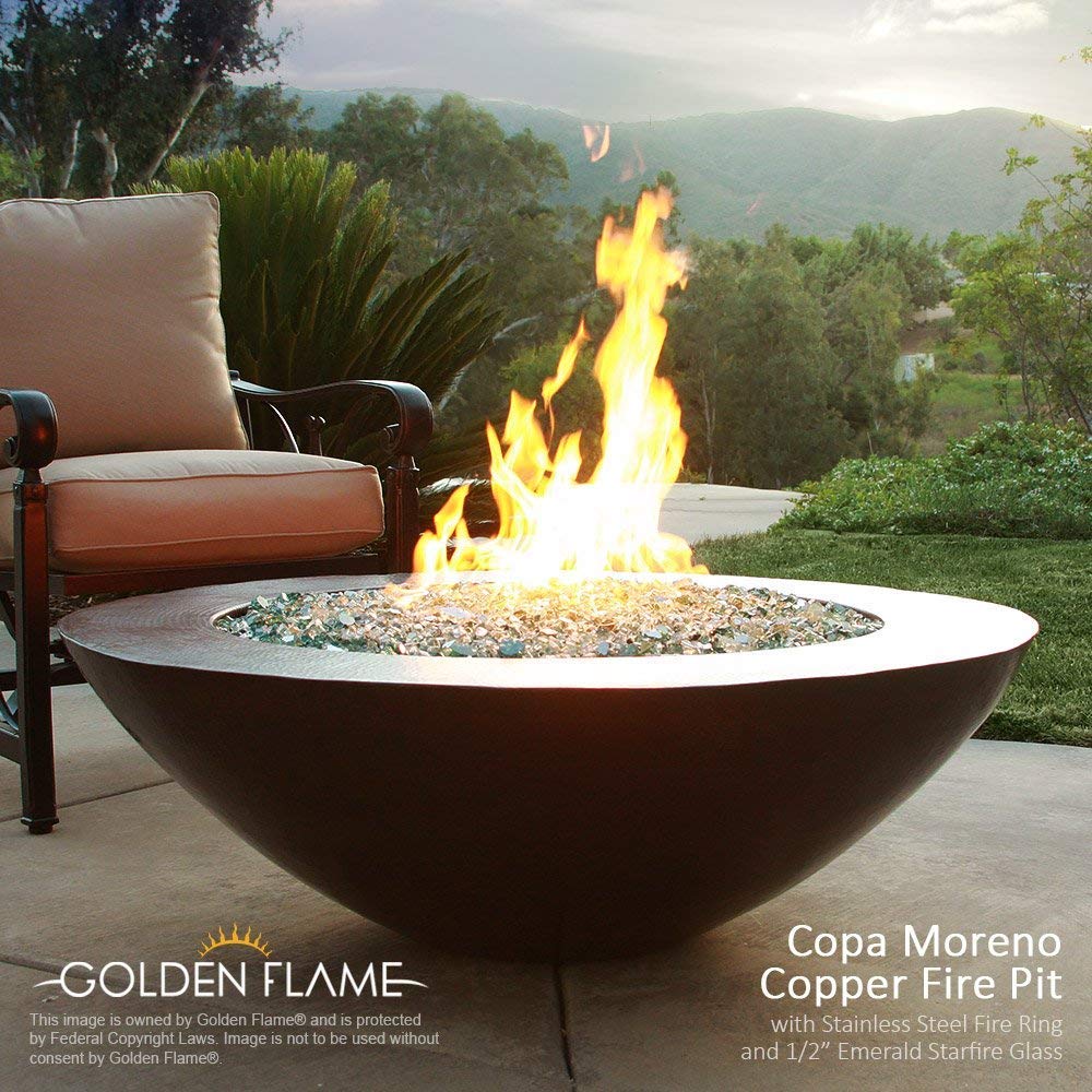 Golden Flame 30" Round Drop-In Fire Pit Pan w/ Installed 24β Round Stainless-Steel Fire Ring Burner - Weatherproof, Whistle-Free Set for Patio & Backyard