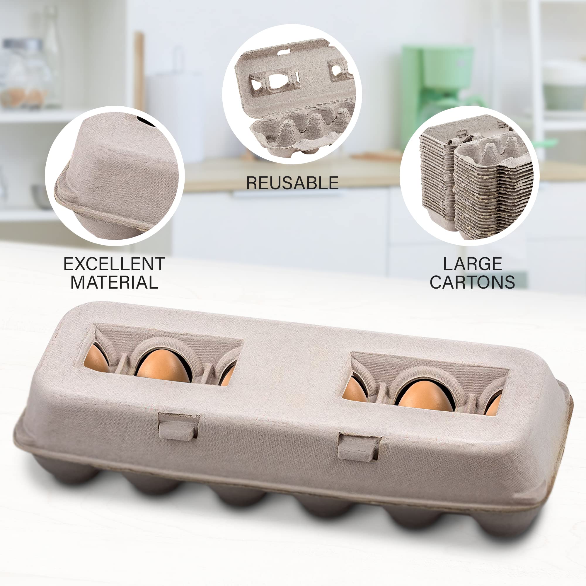 Blank Natural Pulp Egg Cartons Holds Up to Twelve Eggs - 1 Dozen - Strong Sturdy Egg Crate Carboard Material Perfect For Storing Extra Eggs (25 Pieces) by MT Products - Made in The USA