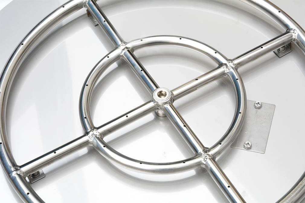 Stanbroil Stainless Steel 30" Round Flat Fire Pit Pan w/24 Fire Burner Ring Installed, BTU 296,000 Max