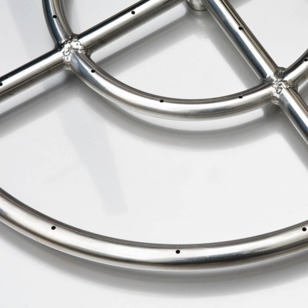 Stanbroil Stainless Steel 30" Round Flat Fire Pit Pan w/24 Fire Burner Ring Installed, BTU 296,000 Max